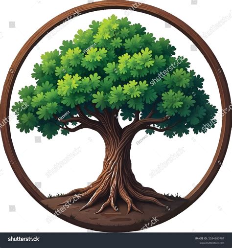 Green Tree Circular Frame Illustration Stock Vector Royalty Free