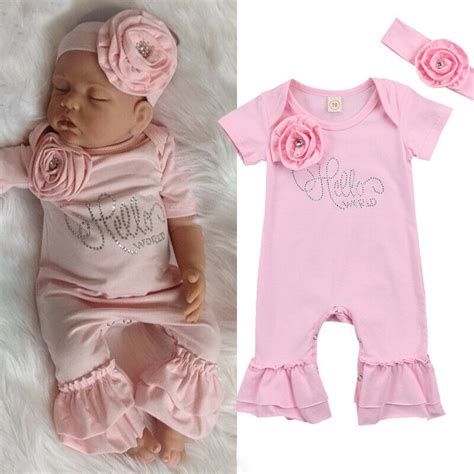 PUDCOCO recién nacido bebé niñas flor Romper diadema conjuntos ropa