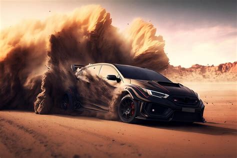 Premium Photo Racing Car At Desert In Full Speed