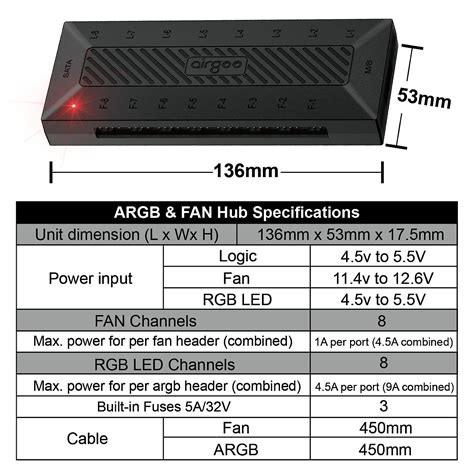 Buy Airgoo Pwm Argb Fan Hub 8 Fan Ports With Pwm Temperature Control