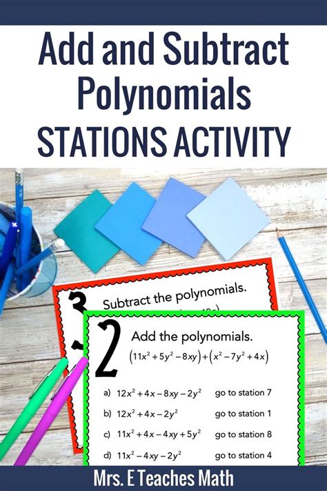 Add And Subtract Polynomials Activity Digital And Print Polynomials