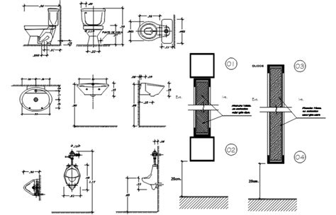 Toilet Sheet Installation And Plumbing Details For Public Toilet Dwg