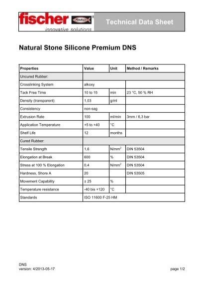 Technical Data Sheet Natural Stone Silicone Premium DNS Fischer