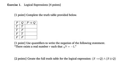 Solved [1 Point] Complete The Truth Table Provided Below [1