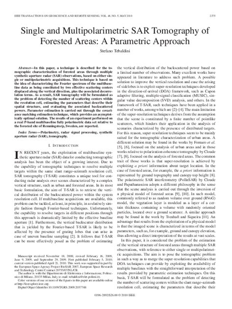 Pdf Single And Multipolarimetric Sar Tomography Of Forested Areas A Parametric Approach