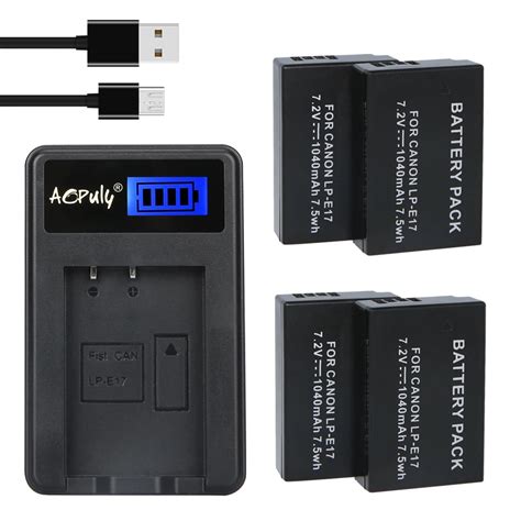 4pc Batterie Lp E17 Lpe17 Lp E17 Camera Battery Bateria Akku Lcd Usb