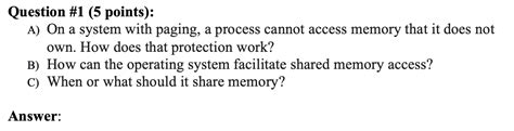Solved Question 1 5 Points A On A System With Paging A
