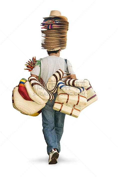 篮子男人墨西哥帽子垂直画幅草帽纪念品白色背景背景分离稻草图片素材下载 稿定素材
