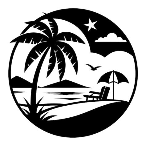 Beach Silhouette Vector Premium Ai Generated Vector