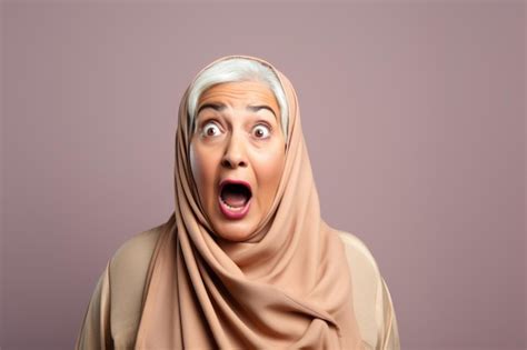 Premium Ai Image Senior Woman Amazed Expression Against Wall