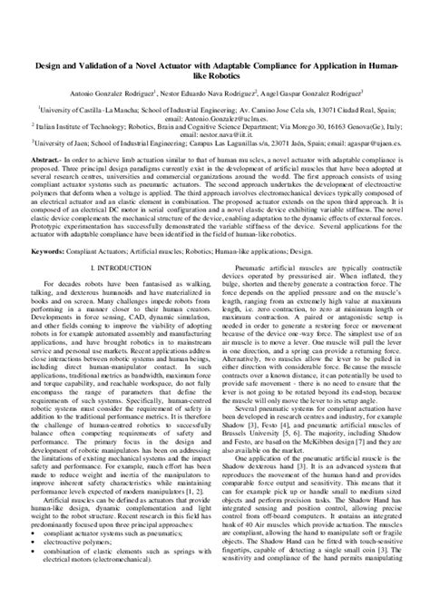 Pdf Design And Validation Of A Novel Actuator With Adaptable Compliance For Application In