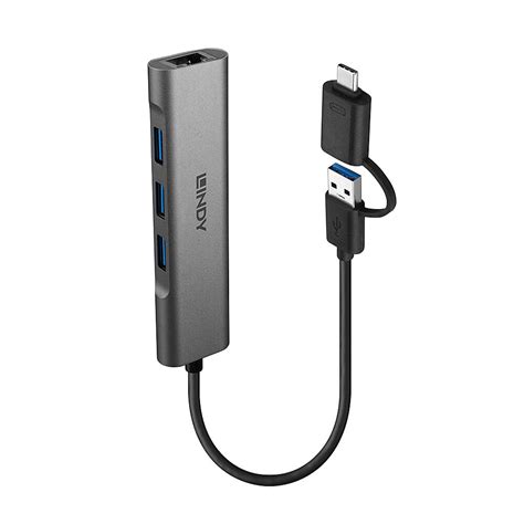 HUB USB 3 2 Gen1 A C La 3 X USB A Gigabit LAN Lindy L43379