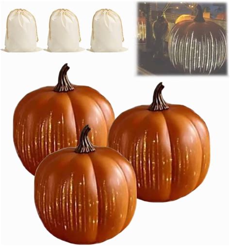 Cherishous Twinkle Led Light Pumpkins Timer Lighted Sparkling Starry