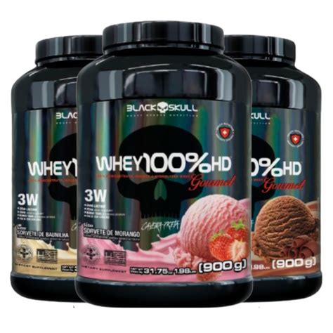Whey Zero Lactose Gourmet 3w Black Skull 100 Hd 900g Shopee Brasil