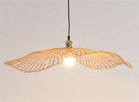 Żyrandol bambusowy etniczny Śred 80 x Wys 120 cm Kolor jasny