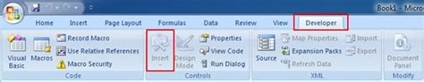 Developer Tab Insert Button Disabled In Excel 2007 And 2010