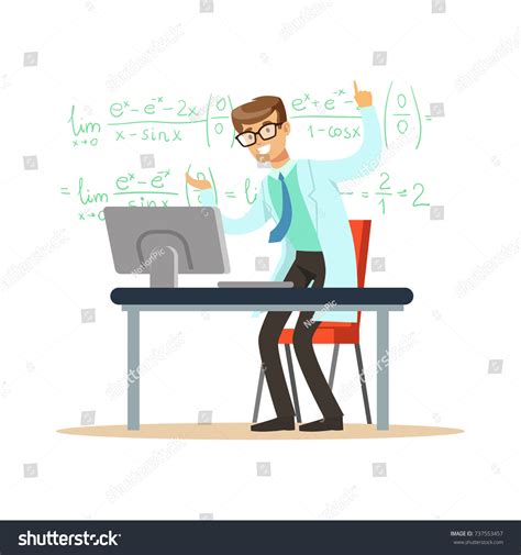 Cheerful Theoretical Physicist Mathematician Solved Problem Stock