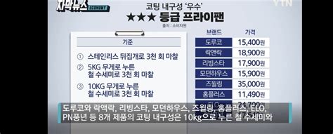 한국소비자보호원 주요 브랜드 프라이팬 내구도 테스트 결과 유머 움짤 이슈 에펨코리아