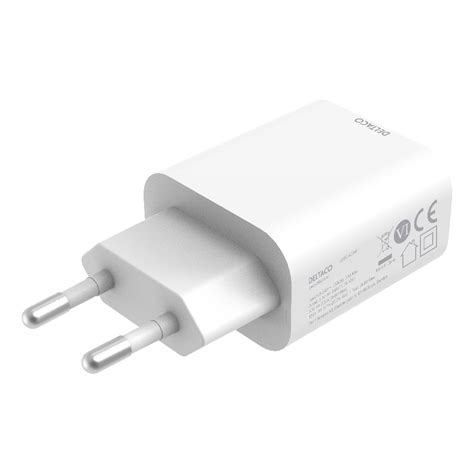 Deltaco USB C väggladdare PD 20W vit