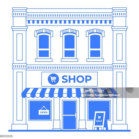 Shop Building Line Art Illustration High Res Vector Graphic Getty Images