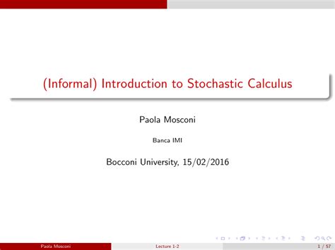 Stochastic Calculus Introduction Sdes Itos Formula Pricing