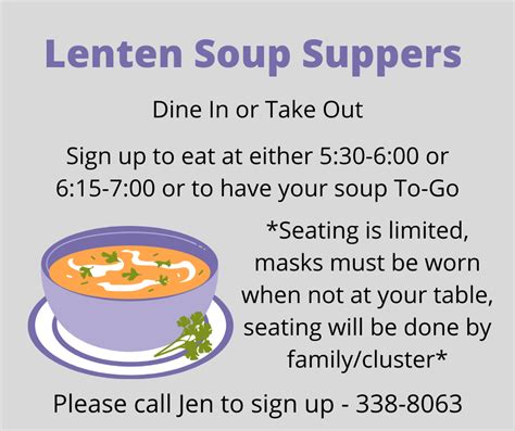 Lenten Soup Suppers Zion Lutheran Church