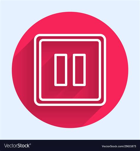 White Line Pause Button Icon Isolated With Long Vector Image