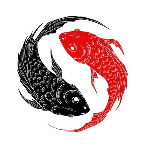 Premium Vector Yin Yang Symbol With Koi Fish Vector Illustration