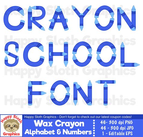 Blue Wax Crayon Alphabet Clipart Set Personal And Commercial Etsy