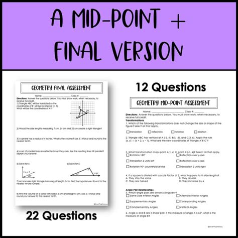 Geometry Assessment 8th Grade Math Pre Algebra Unit 6 By Smart Pug Teaching