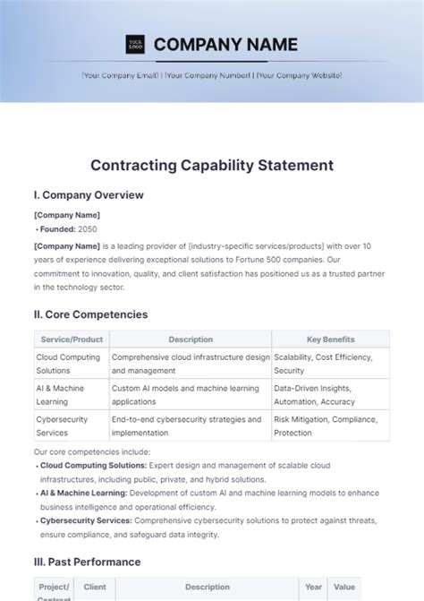 Free Contracting Capability Statement Template To Edit Online