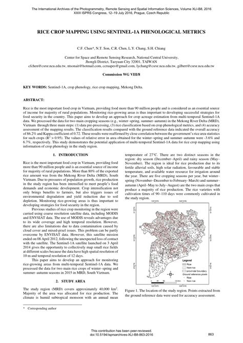 Pdf Rice Crop Mapping Using Sentinel 1a Phenological Metrics