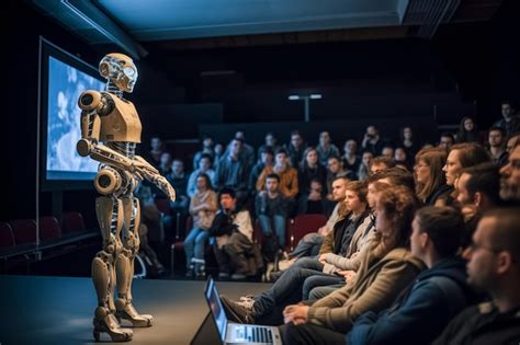 Premium Ai Image Robot Lecturer Talks About Profound Impact Of Ai On