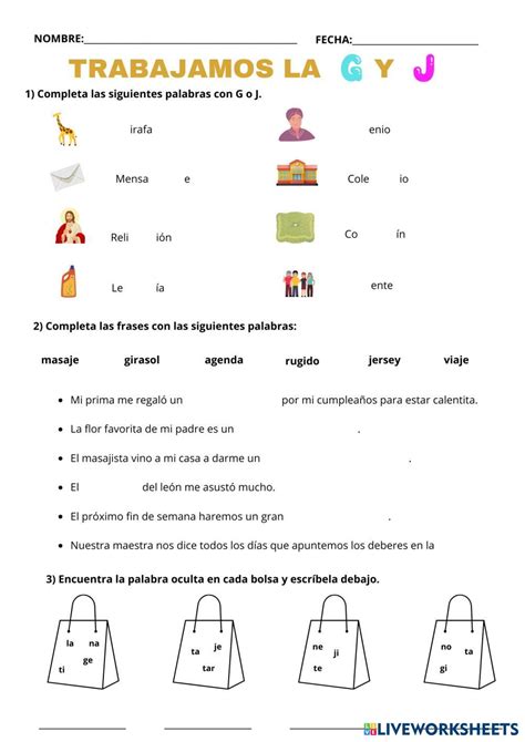 Trabajamos La G Y La J Live Worksheets