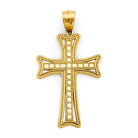 14k Yellow Gold Fancy Cross Pendant Property Room