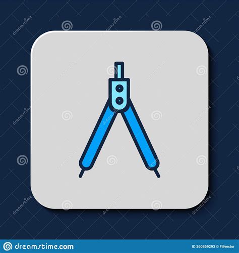 Filled Outline Drawing Compass Icon Isolated On Blue Background