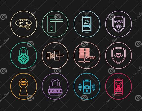 Set Line Mobile And Face Recognition Shield Eye Password Digital