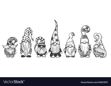 Gnome Sketch Set Royalty Free Vector Image VectorStock