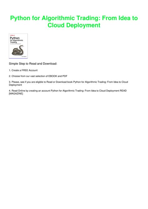 Ppt Pdfdownload Python For Algorithmic Trading From Idea To Cloud