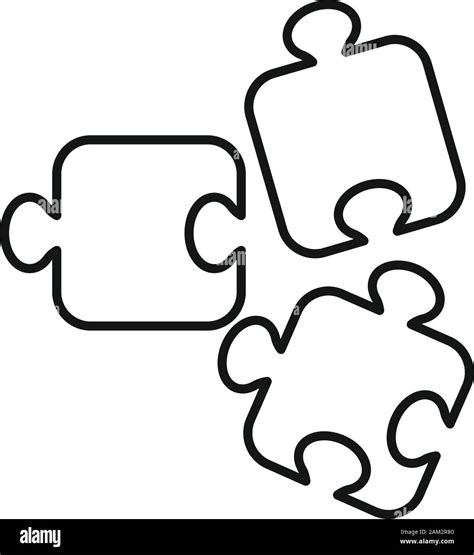 Match Jigsaw Icon Outline Match Jigsaw Vector Icon For Web Design Isolated On White Background