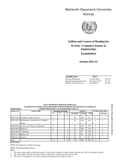 Mtech Computer Science And Engineering Session 2011 12 Syllabus Pdf Internet And Web World