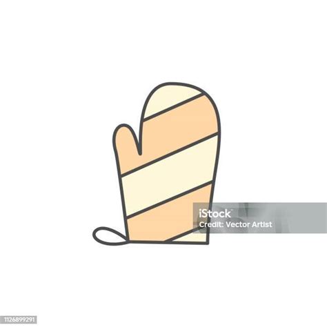 주방 장갑 아이콘입니다 그림 요리 주방 기구입니다 단순한 얇은 선 스타일 기호입니다 날씬한에 대한 스톡 벡터 아트 및 기타