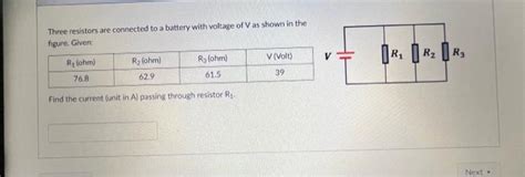 Solved Three Resistors Are Connected To A Battery With V