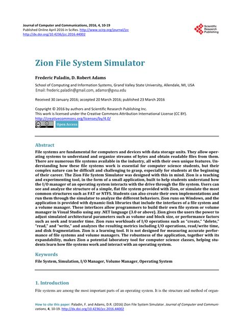 Pdf Zion File System Simulator
