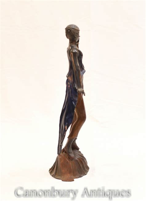 Art Deco Bronze Dancer Statue 1920s Flapper