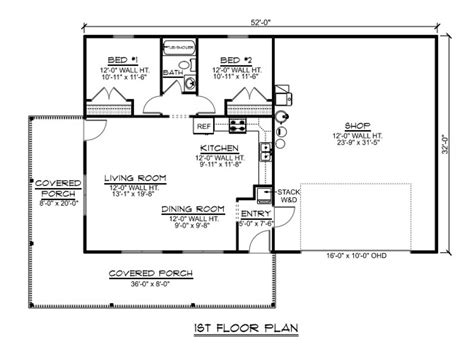 Barndominium Style House Plan 2 Beds 1 Baths 896 Sqft Plan 1064 299