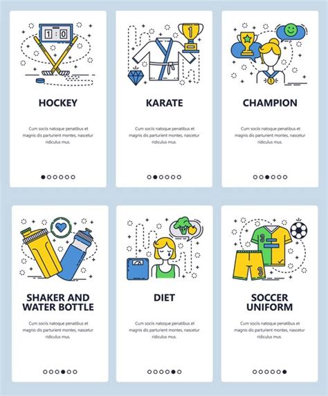 Premium Vector Vector Web Site Linear Art Onboarding Screens Template Professional Sport Ice