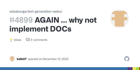 Again Why Not Implement Docs · Oobabooga Text Generation Webui