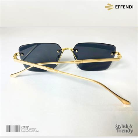 Premium Metal Frame Sunglass Black And Golden Effendi