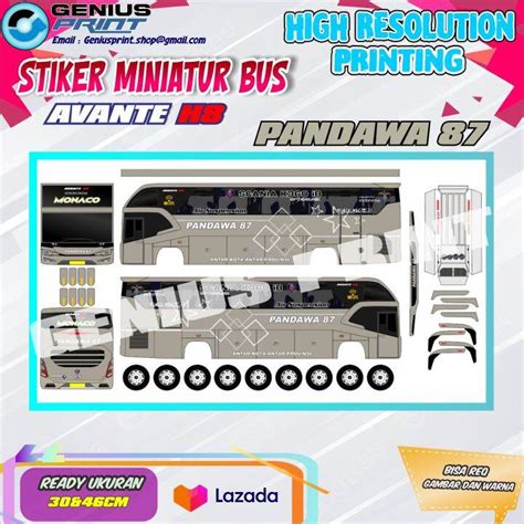 Stiker A3 Miniatur Bus Avante H8 Livery Pandawa 87 Uk 3046cm Lazada